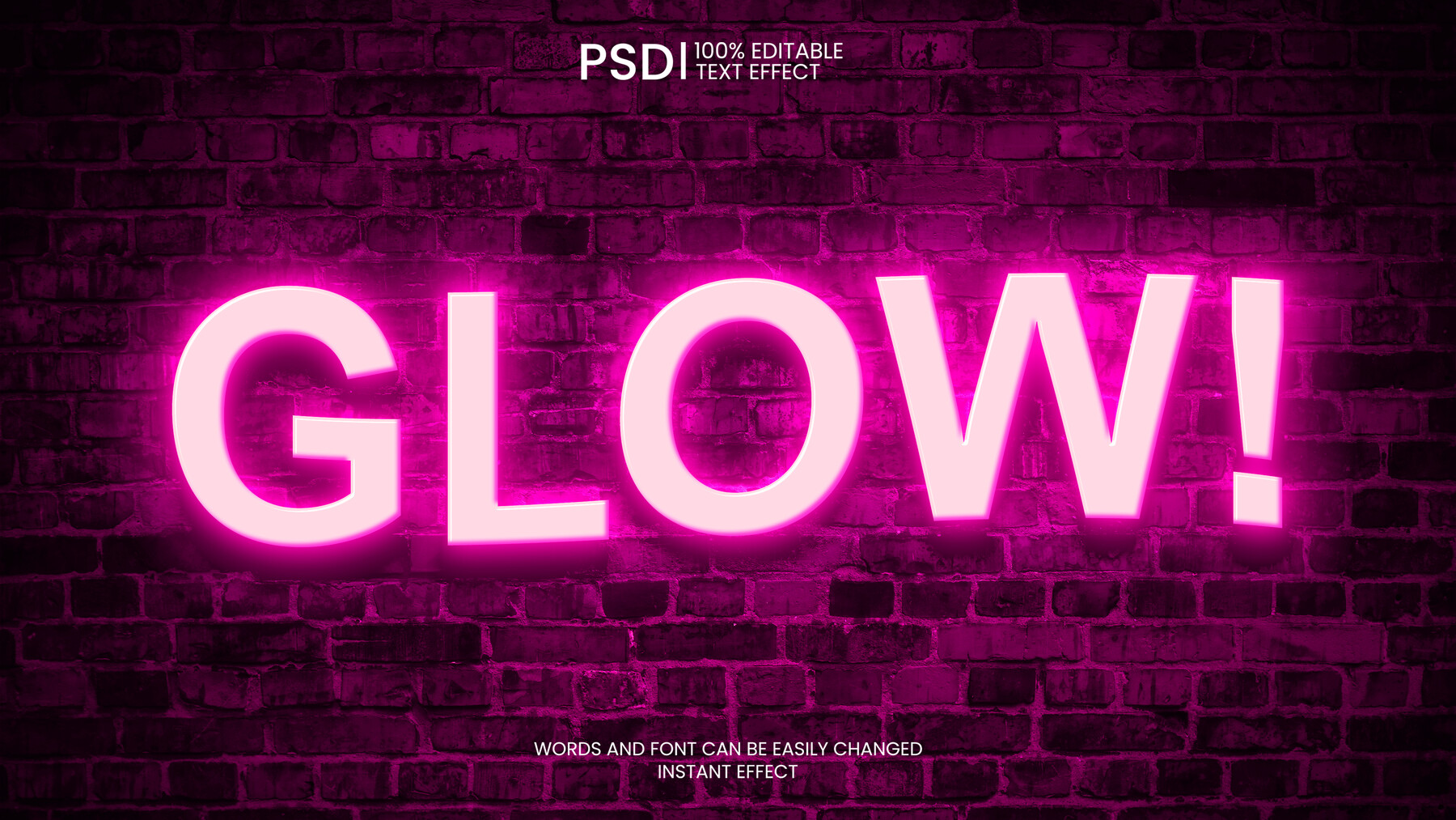 ArtStation - Glow pink PSD fully editable text effect. Layer style PSD ...