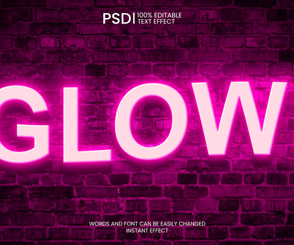 ArtStation - Glow pink PSD fully editable text effect. Layer style PSD ...