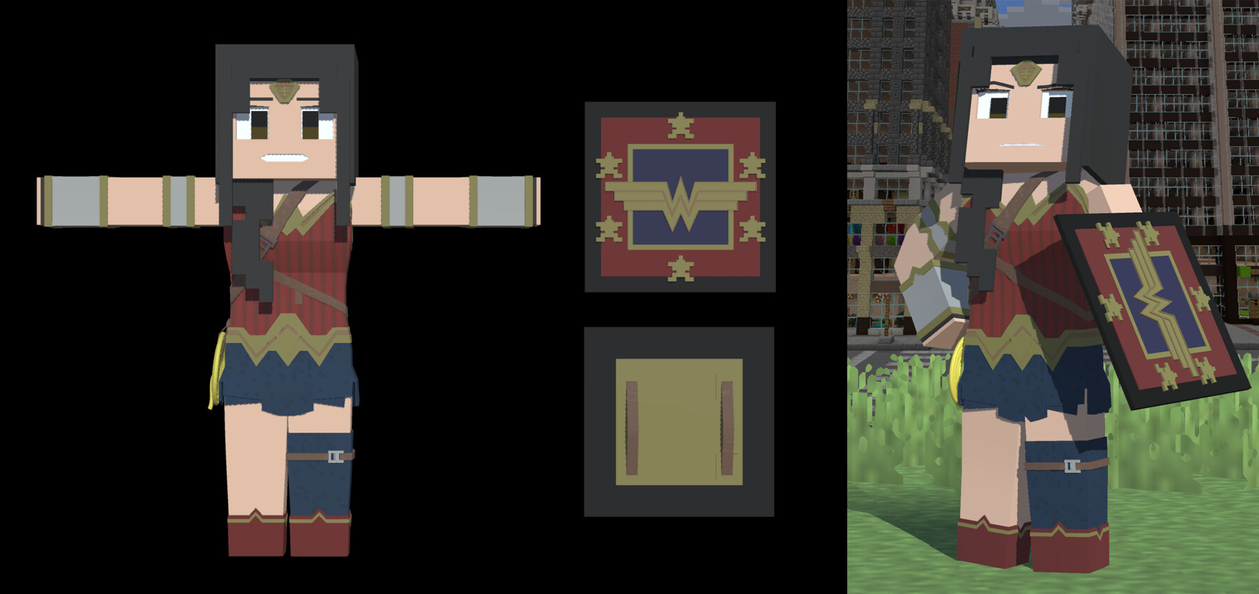 ArtStation - Wonder Woman Minecraft 3D Model (Rigged) | Resources