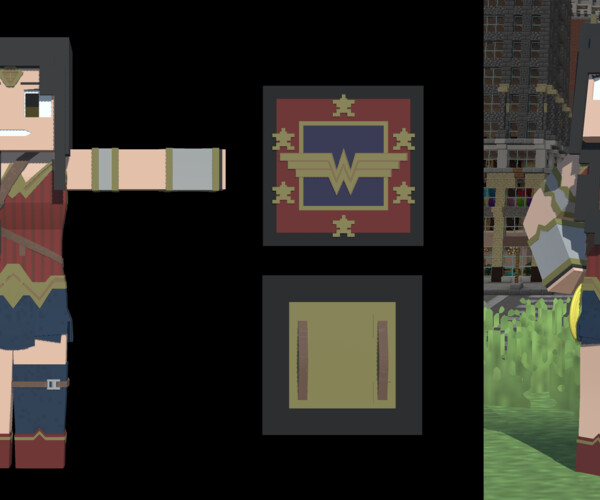 ArtStation - Wonder Woman Minecraft 3D Model (Rigged) | Resources