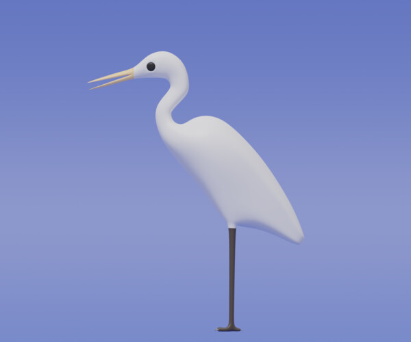 ArtStation - Cartoon Cute Egret Bird 3D model | Resources