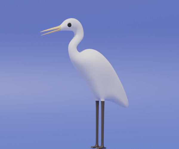 ArtStation - Cartoon Cute Egret Bird 3D model | Resources