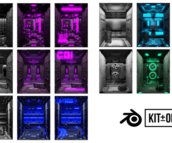 ArtStation - Sci Fi / Cyberpunk Parallax Rooms Library | One Click Interiors | Kpack | Resources