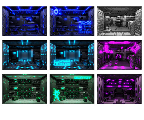 ArtStation - Sci Fi / Cyberpunk Parallax Rooms Library | One Click Interiors | Kpack | Resources