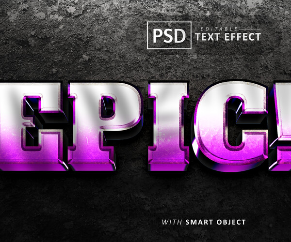 ArtStation - 3D Epic PSD fully editable text effect. Layer style PSD ...