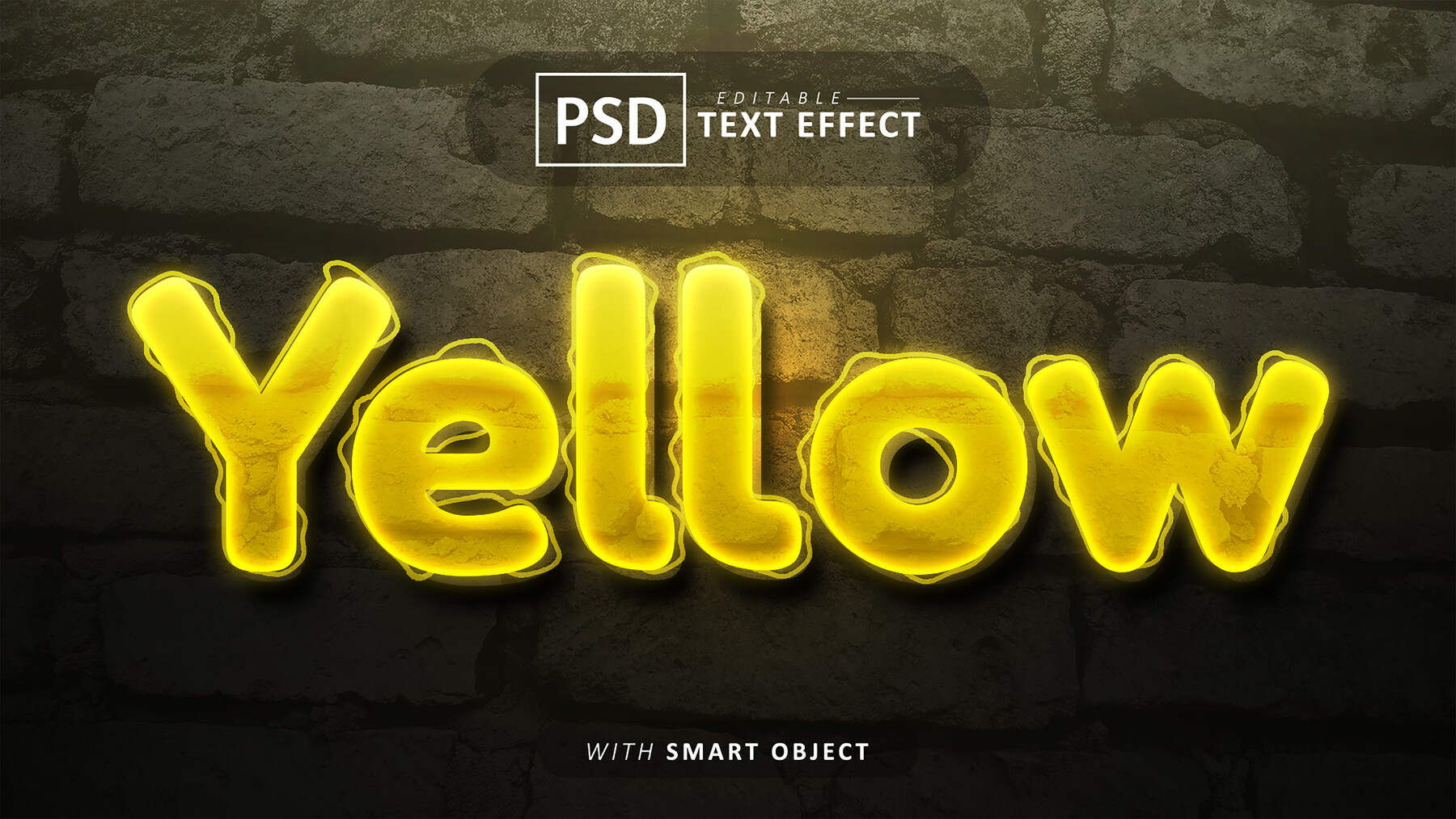 ArtStation - 3D Yellow PSD fully editable text effect. Layer style PSD ...
