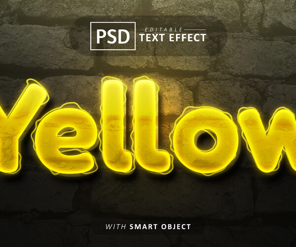 ArtStation - 3D Yellow PSD fully editable text effect. Layer style PSD ...