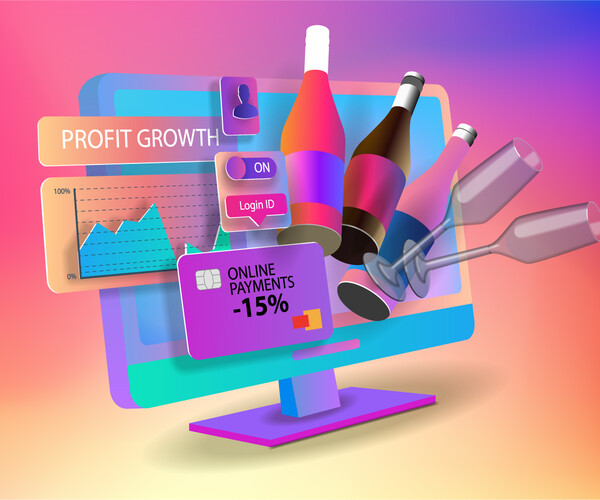 ArtStation - Wine bottles and the interface of the wine web store on ...