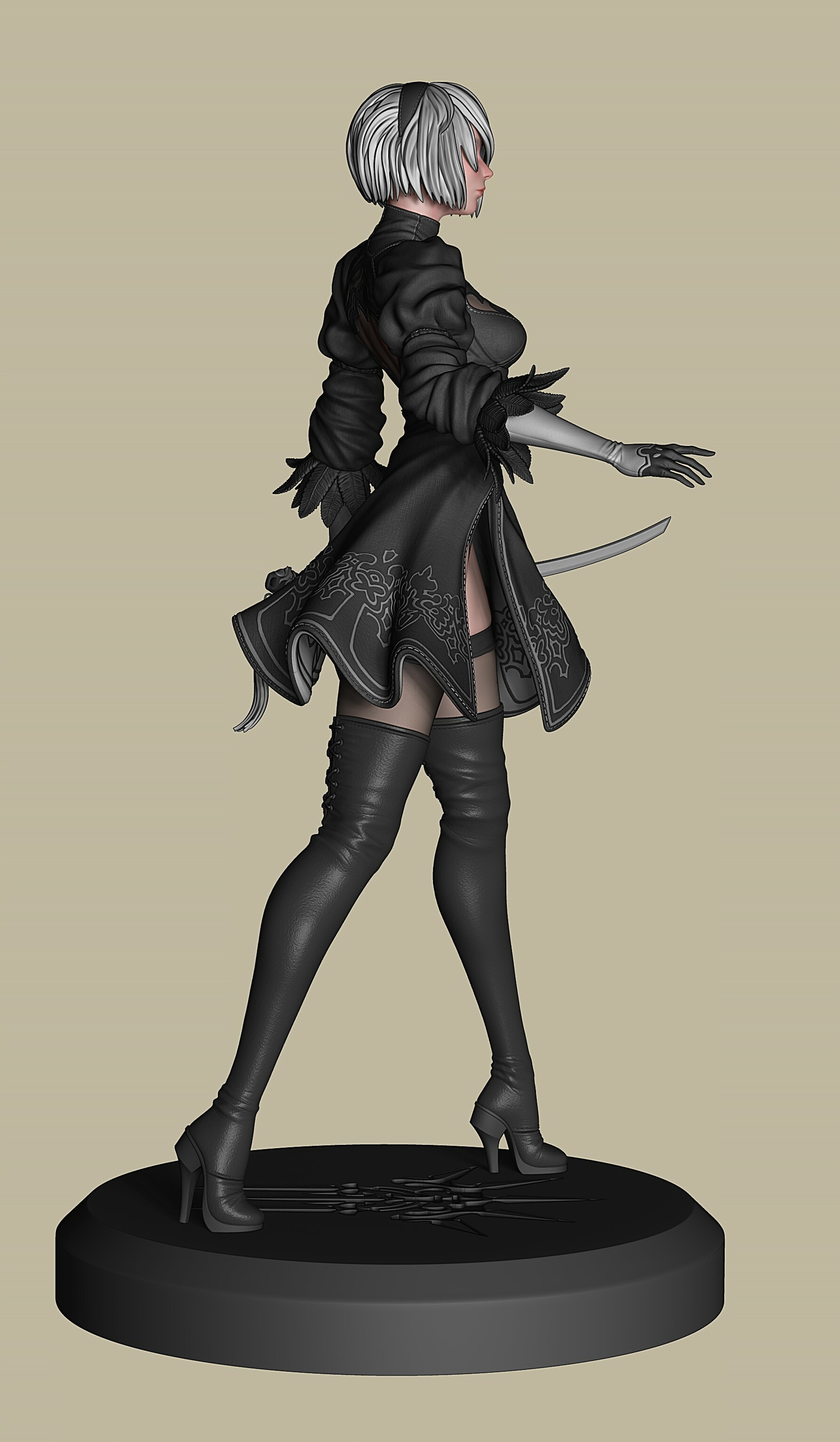 ArtStation - 2B-Nier Automata (YoRHa No.2 Type B) Statue for 3D ...