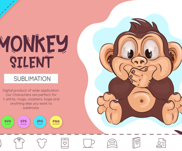 ArtStation - Cartoon Silent Monkey. Crafting, Sublimation. | Artworks