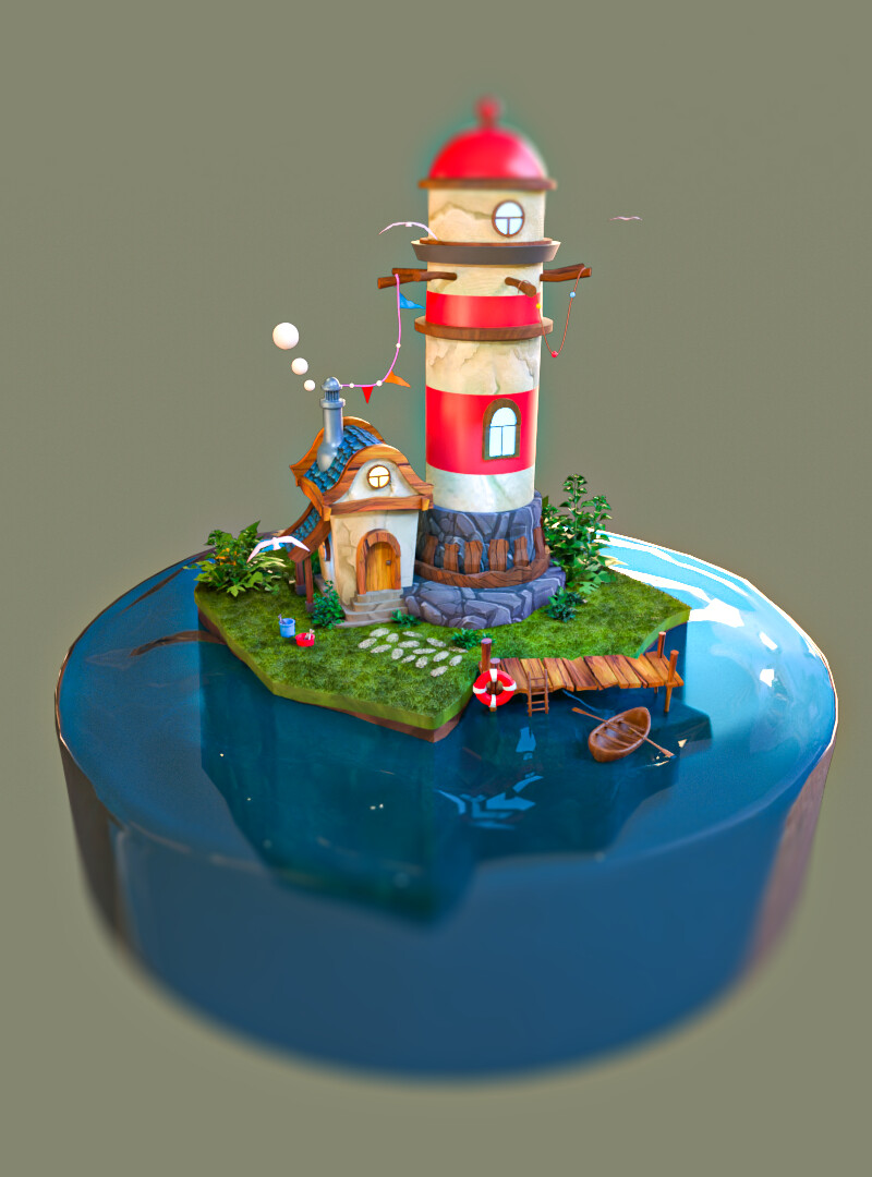 ArtStation - Lighthouse Diorama 3D blender model game asset lowpoly | Game Assets