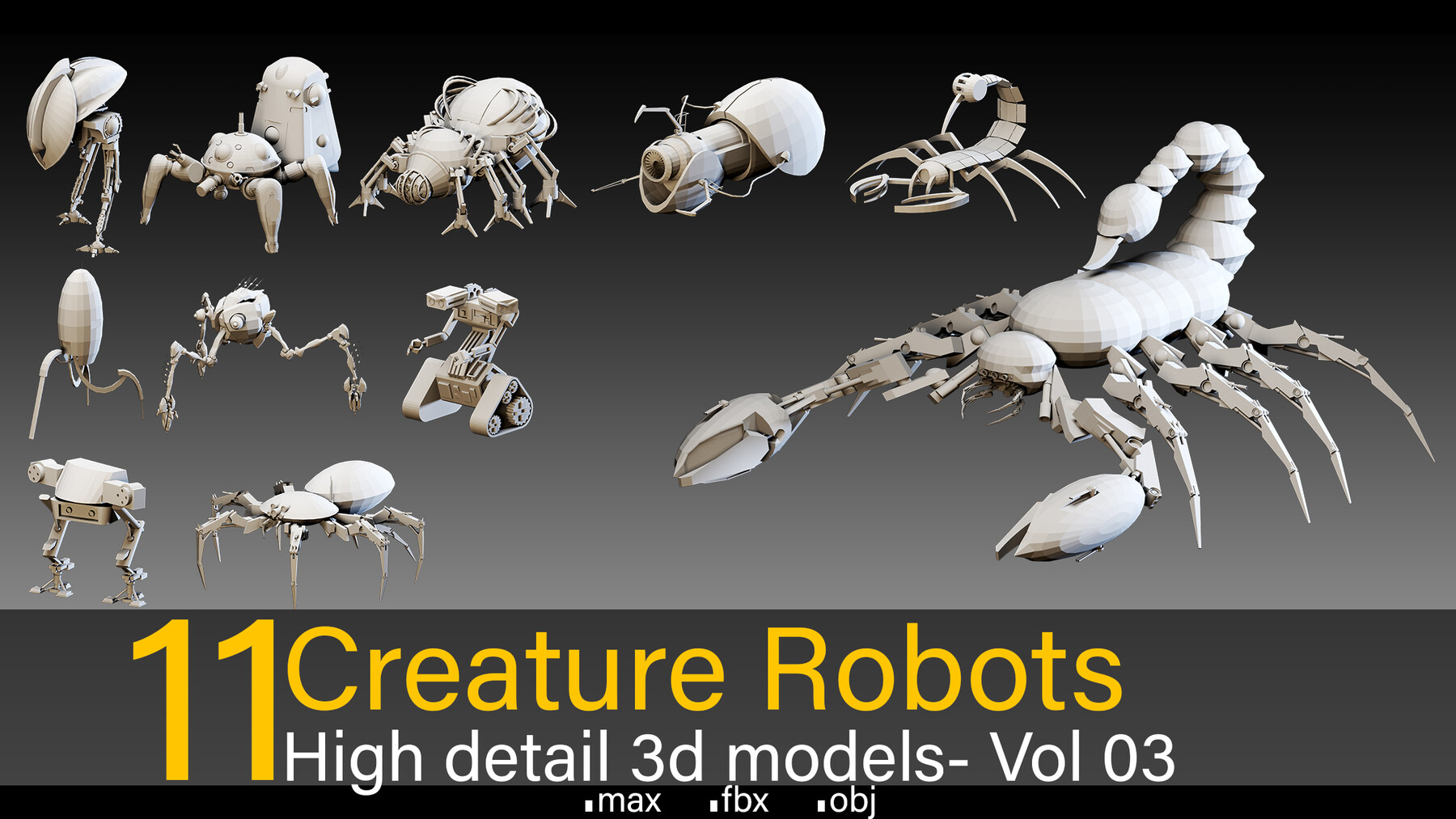 ArtStation - 11 Creature Robots- Vol 03- High detail 3d models | Resources