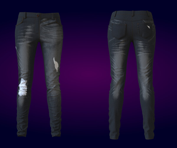ArtStation - Female Dark Jeans | Marvelous Designer | CLO3D project ...