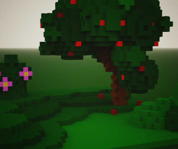 ArtStation - Apple Tree Green Corner Voxel | Game Assets