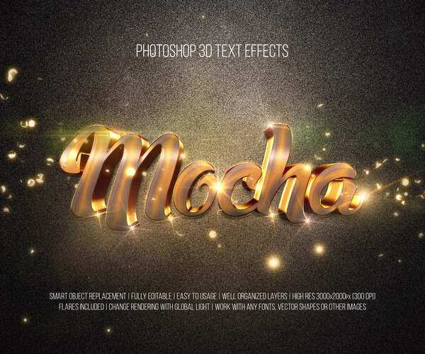 ArtStation - 3D Mocha PSD fully editable text effect. Layer style PSD ...