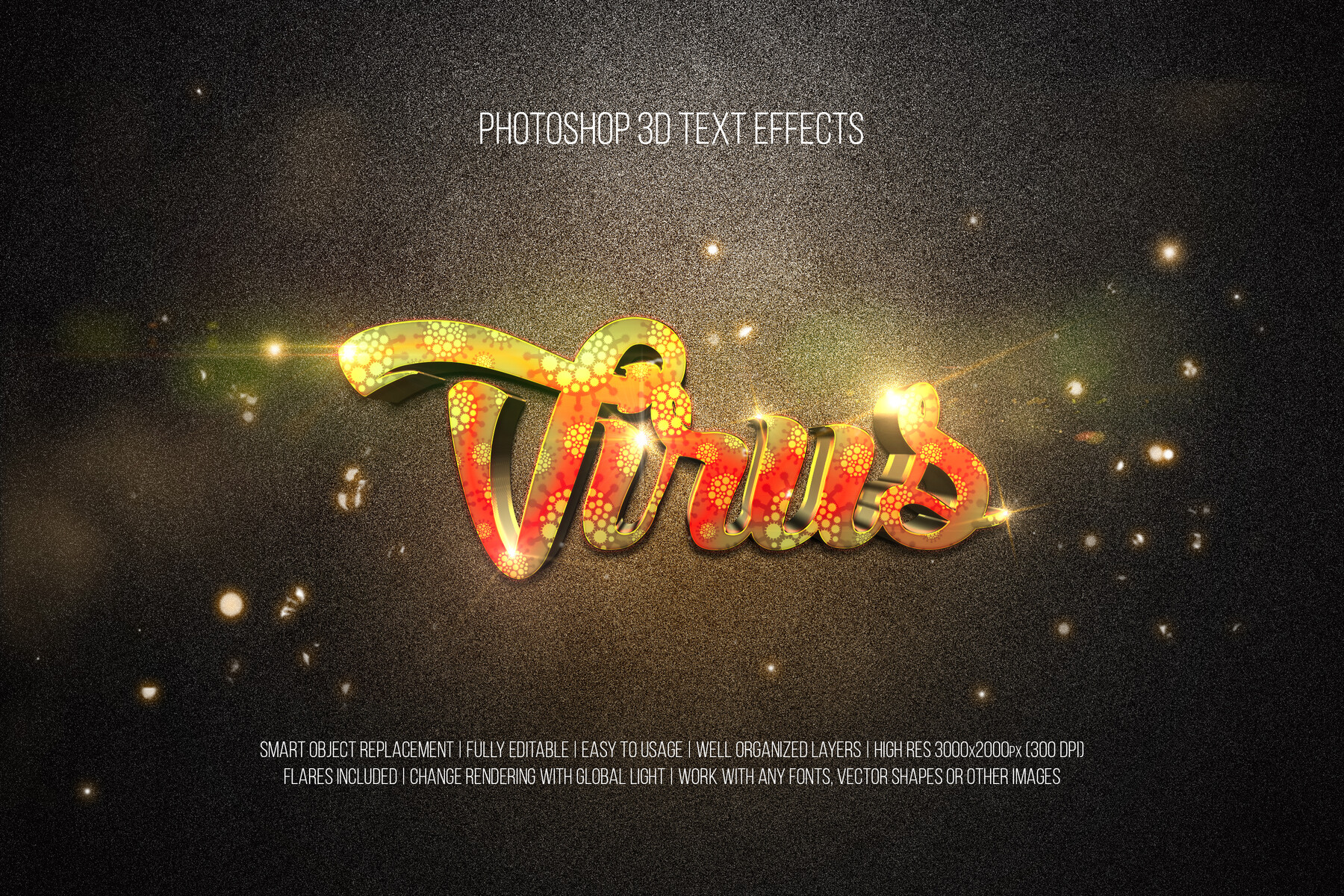 ArtStation - 3D Virus PSD fully editable text effect. Layer style PSD ...