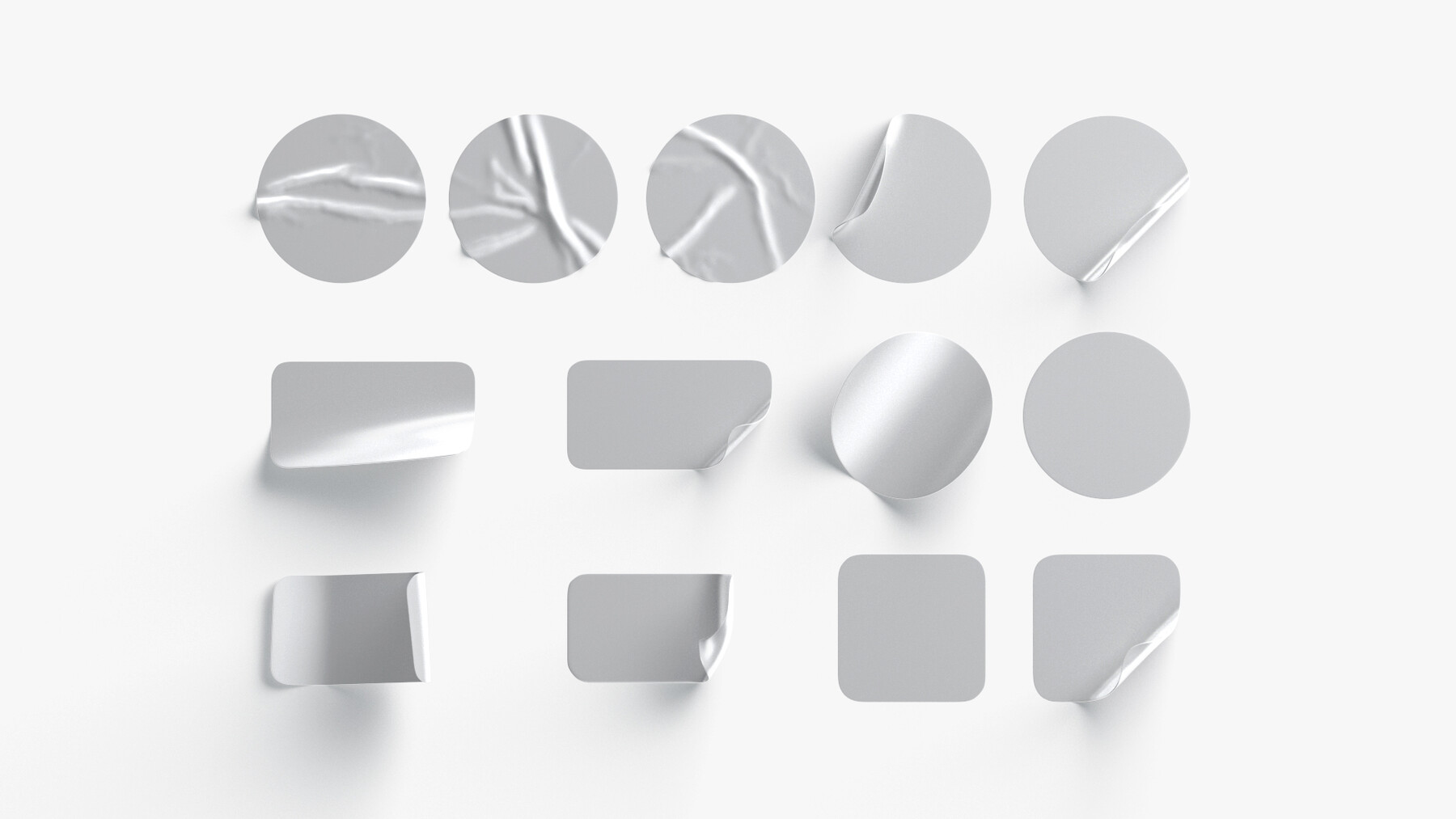 ArtStation - 13 Stickers Set - silver adhesive round and square sticky ...