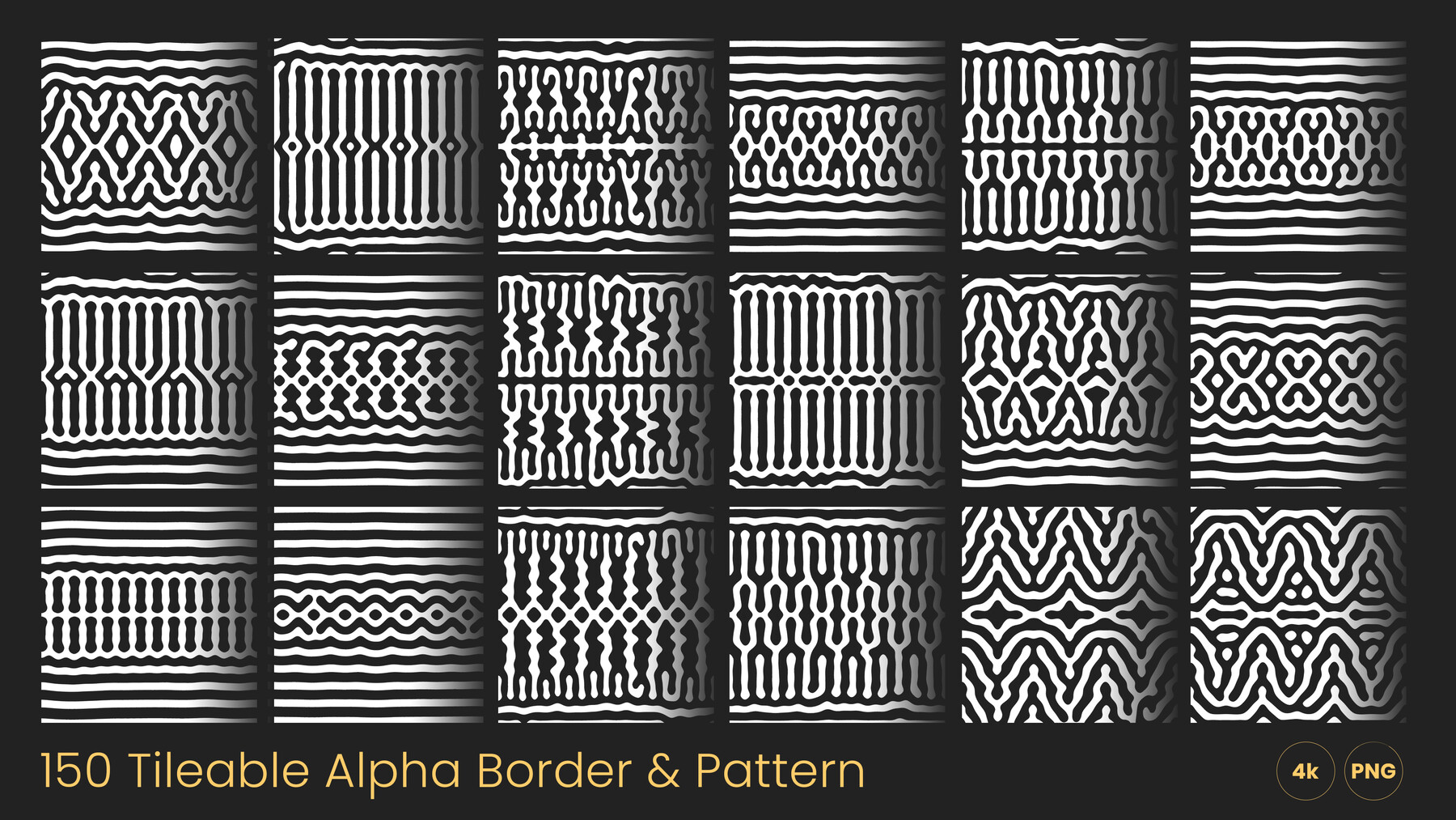 ArtStation - 150 Tileable Alpha Border And Pattern | Brushes