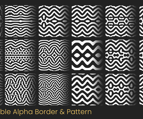 ArtStation - 150 Tileable Alpha Border And Pattern | Brushes