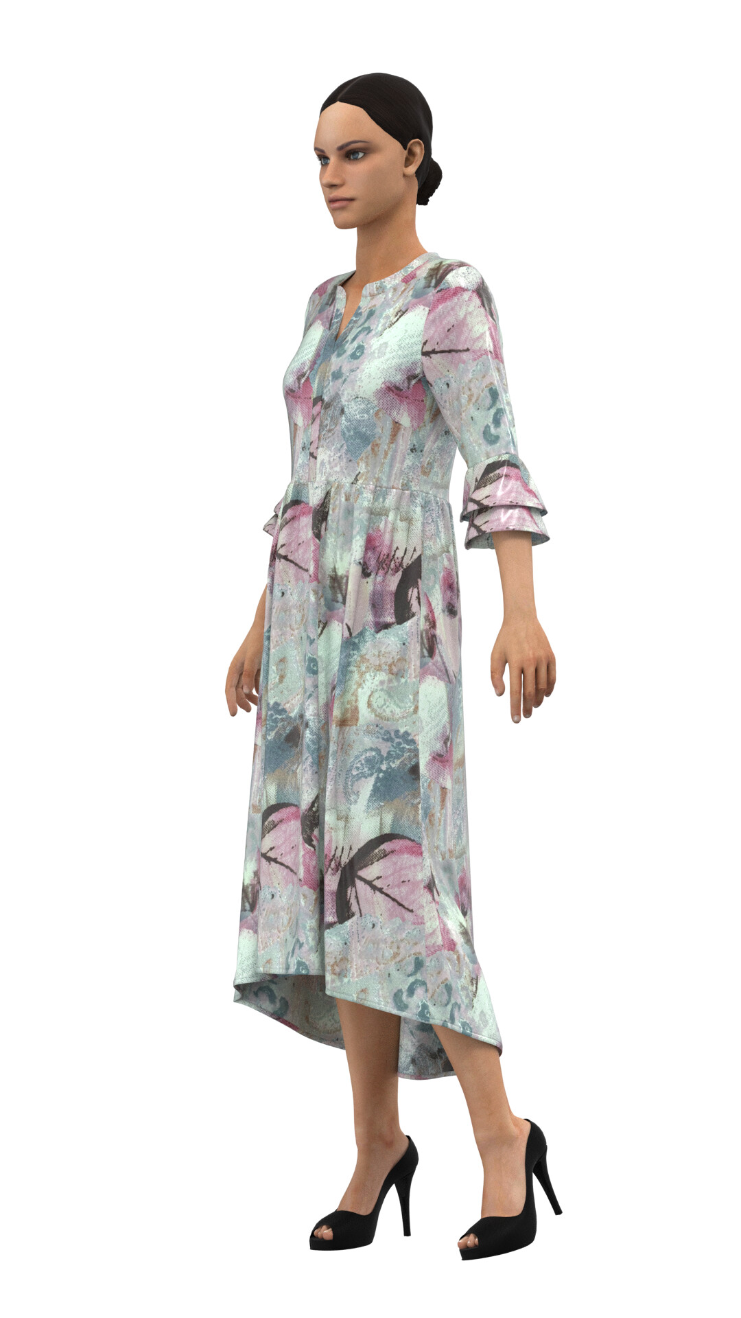 ArtStation - Realistic ladies dress with sewing pattern 3D model ...