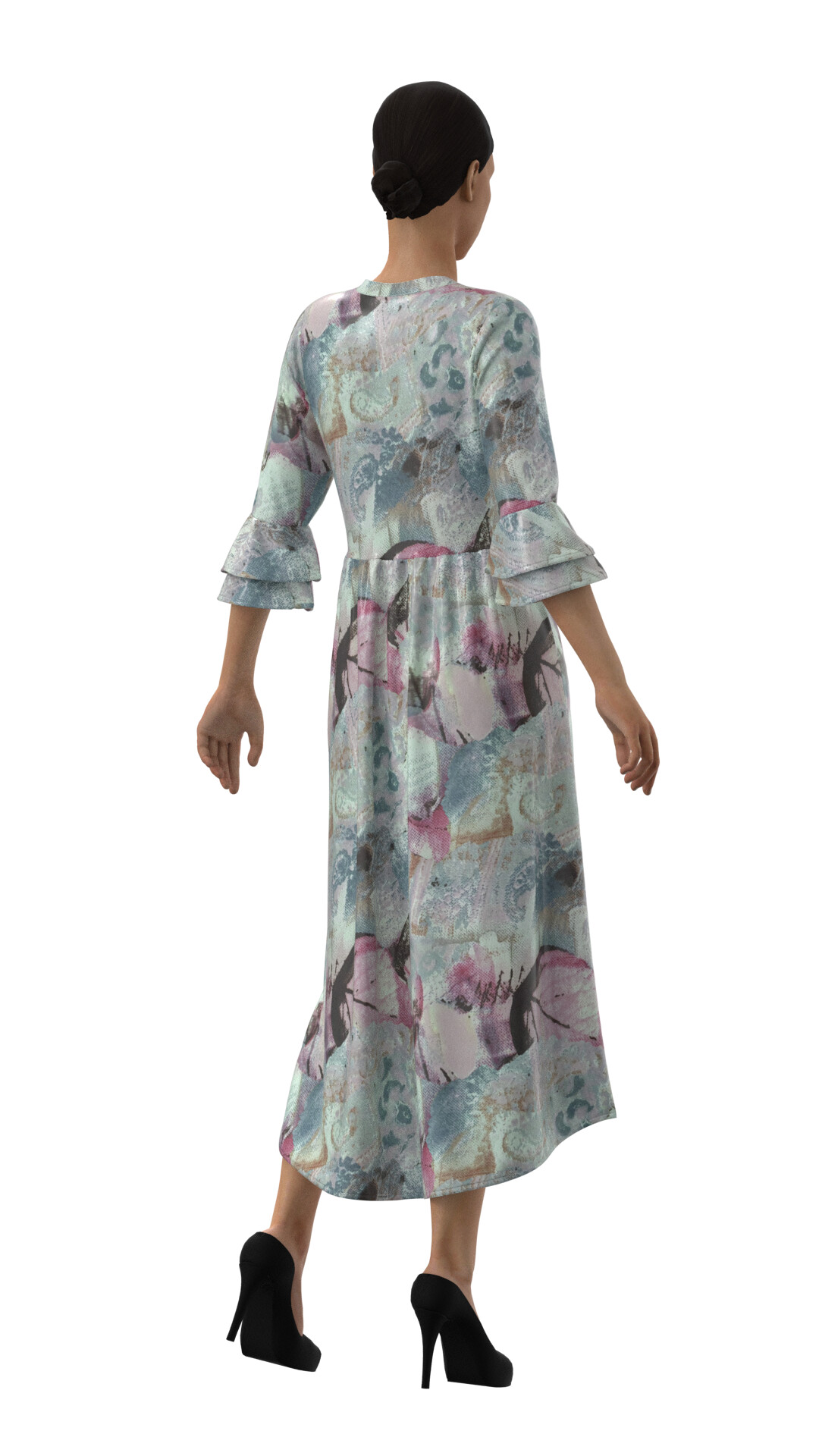 ArtStation - Realistic ladies dress with sewing pattern 3D model ...