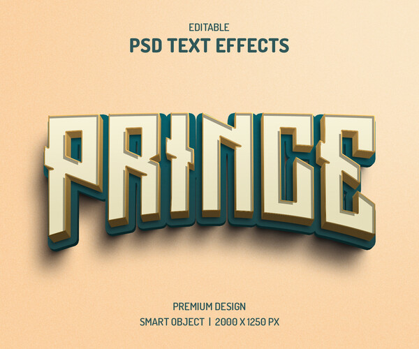 ArtStation - 3D Prince PSD fully editable text effect. Layer style PSD ...