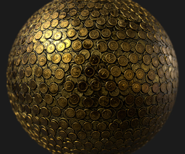 ArtStation - Pirate Gold Coins PBR Procedural Material 001 | Game Assets