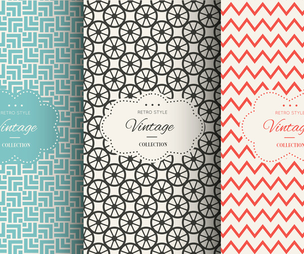 ArtStation - 3 Retro Style Vintange collection. Vertor Illustration ...