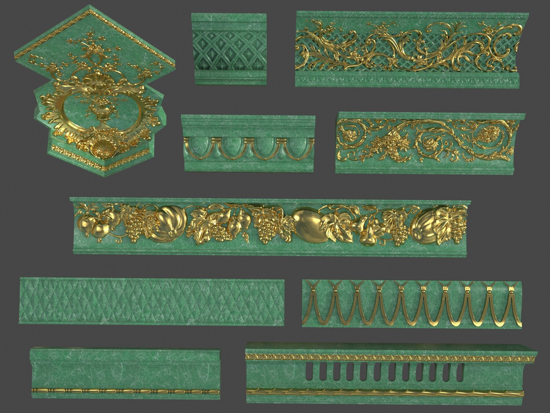 ArtStation - Textured Middle Poly Cornices-Collection 2 - 10 pieces ...
