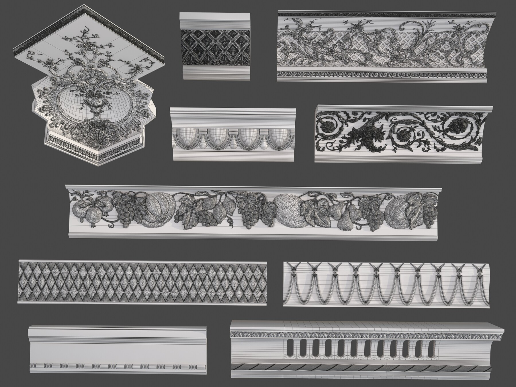 ArtStation - Textured Middle Poly Cornices-Collection 2 - 10 pieces ...