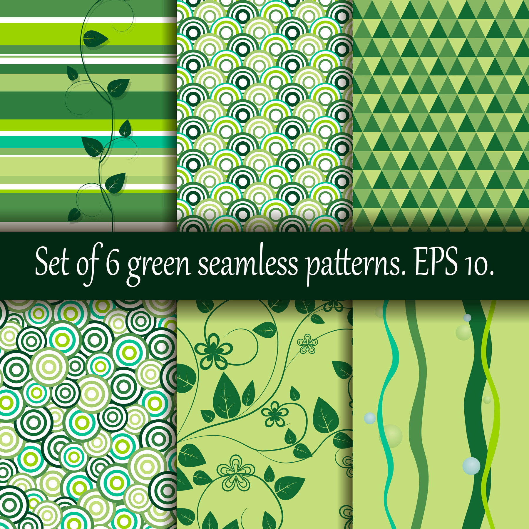 ArtStation - Set of 6 green seamless. Vertor Illustration Pattern ...