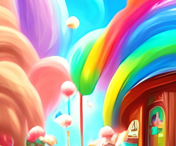 ArtStation - Candy dreamscape city painting digital illustration | Artworks