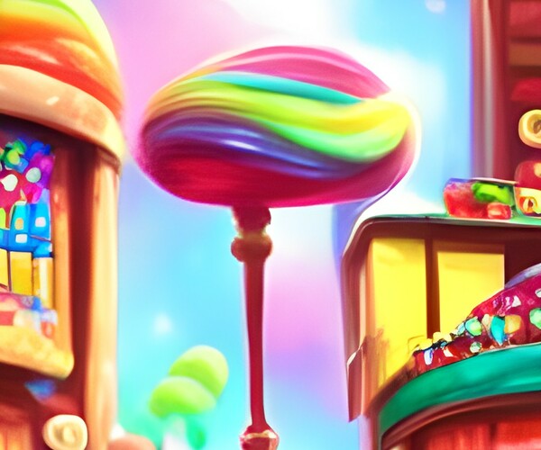 ArtStation - Candy dreamscape city painting digital illustration | Artworks