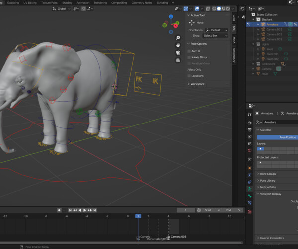 ArtStation - Fur Elephant Rigged in Blender | Game Assets
