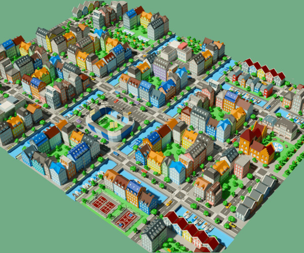 ArtStation - City 1 Low-poly 3D model | Game Assets