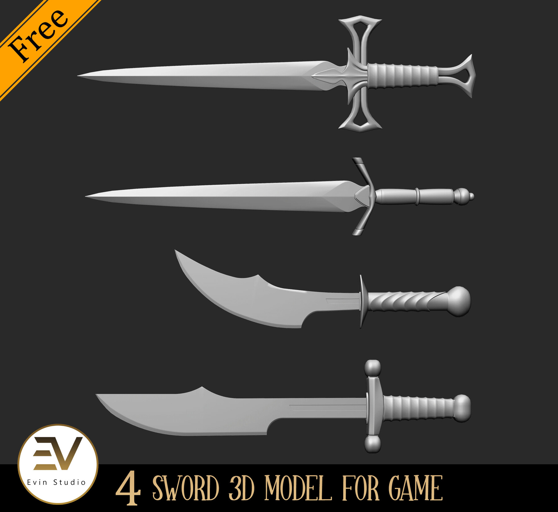 ArtStation - 4 Swords 3D Model | Resources