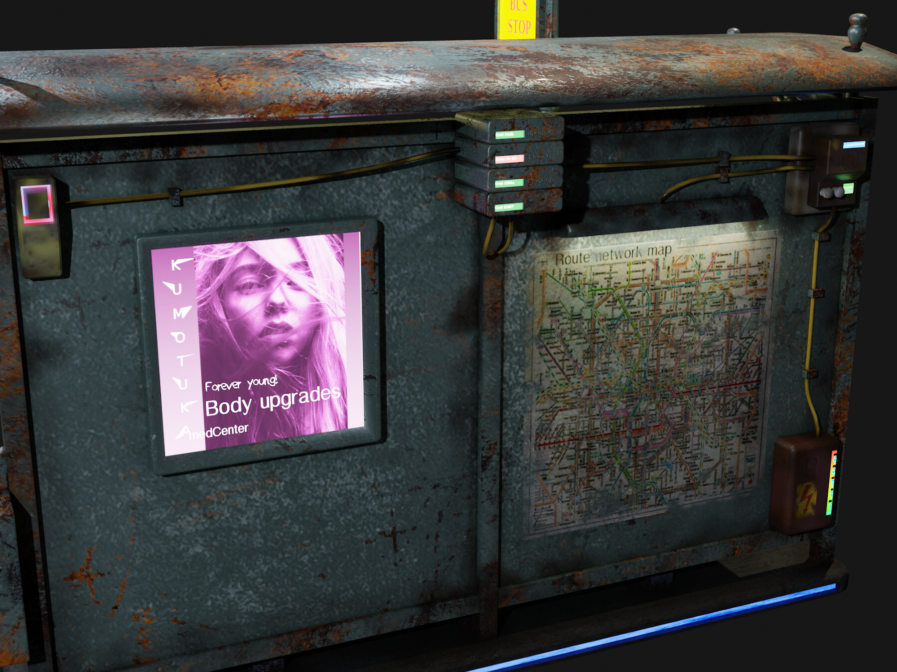 ArtStation - Cyber punk bus stop | Game Assets