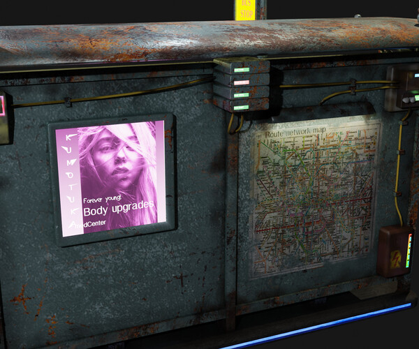 ArtStation - Cyber punk bus stop | Game Assets