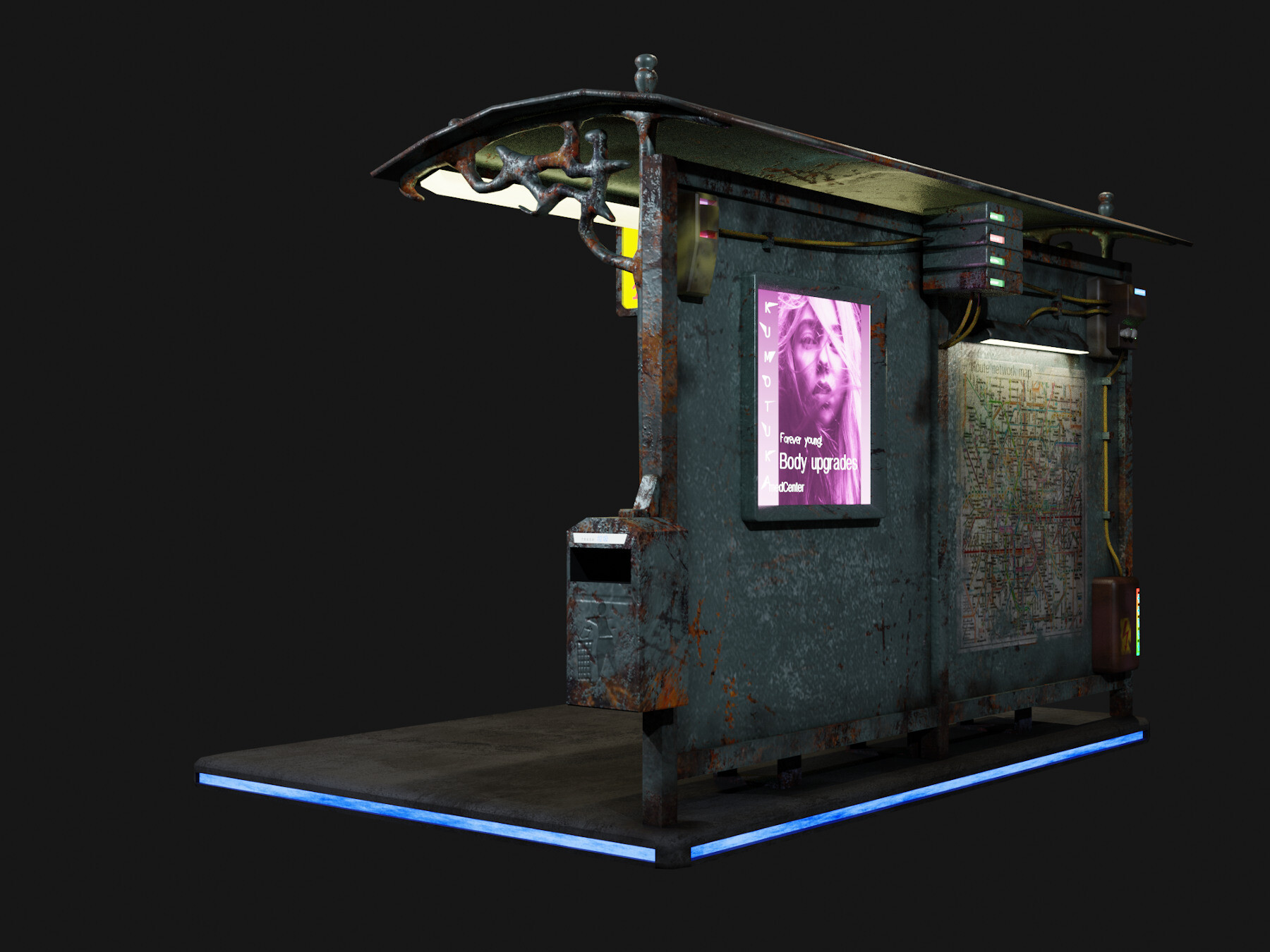 ArtStation - Cyber punk bus stop | Game Assets