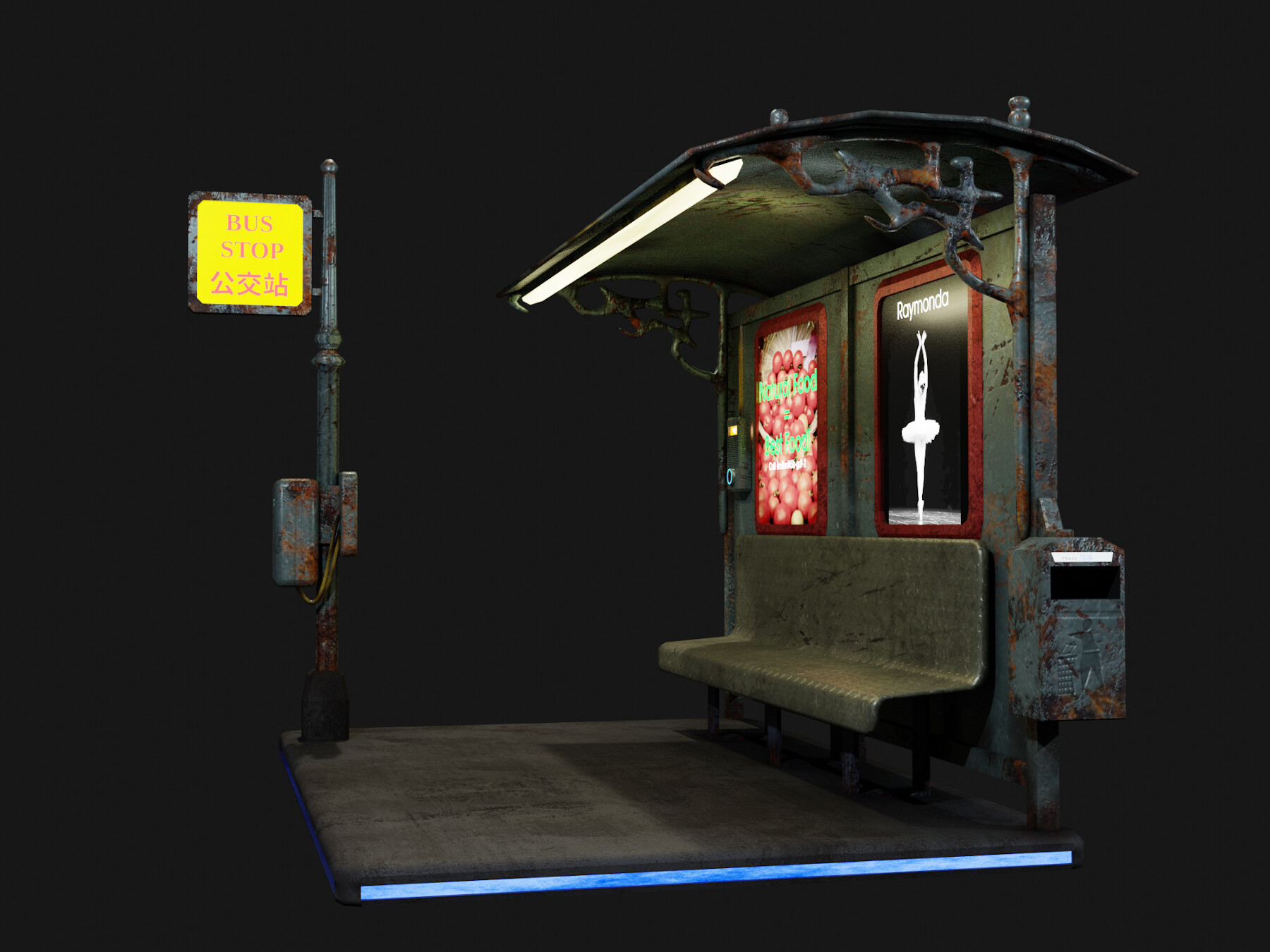 ArtStation - Cyber punk bus stop | Game Assets