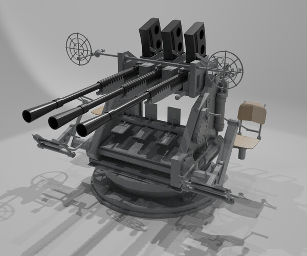 ArtStation - Triple Mounted Type 96 AA Gun | Resources
