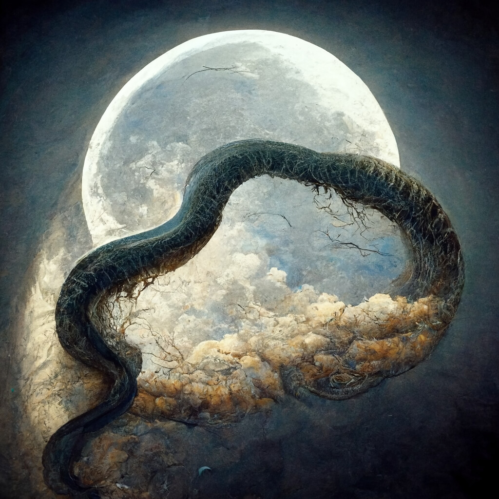 ArtStation - Giant serpent wrapped around the Moon | Artworks