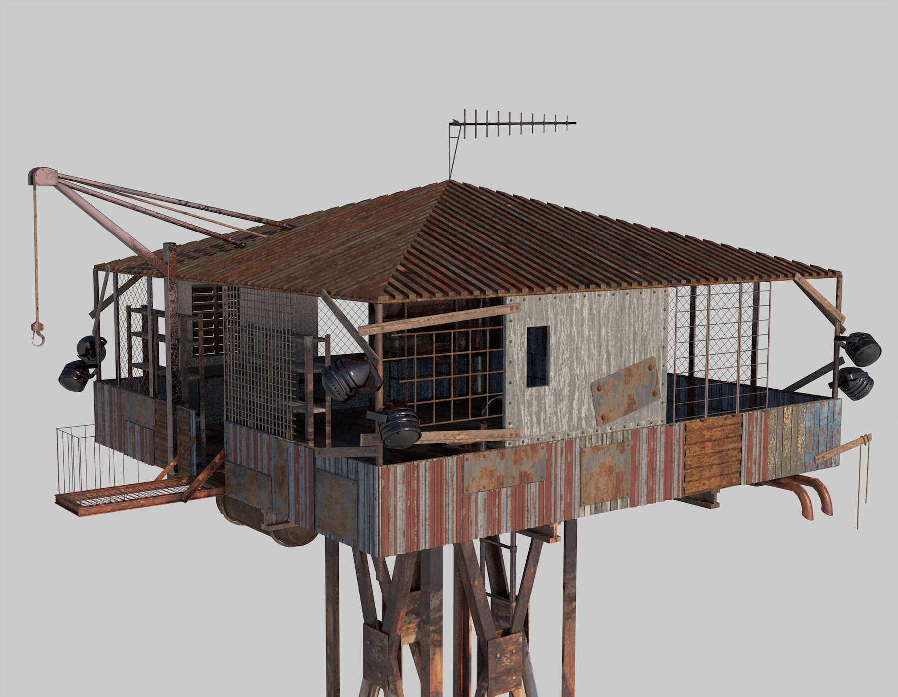 ArtStation - Post-apocalypse Guard Tower 3D model | Game Assets