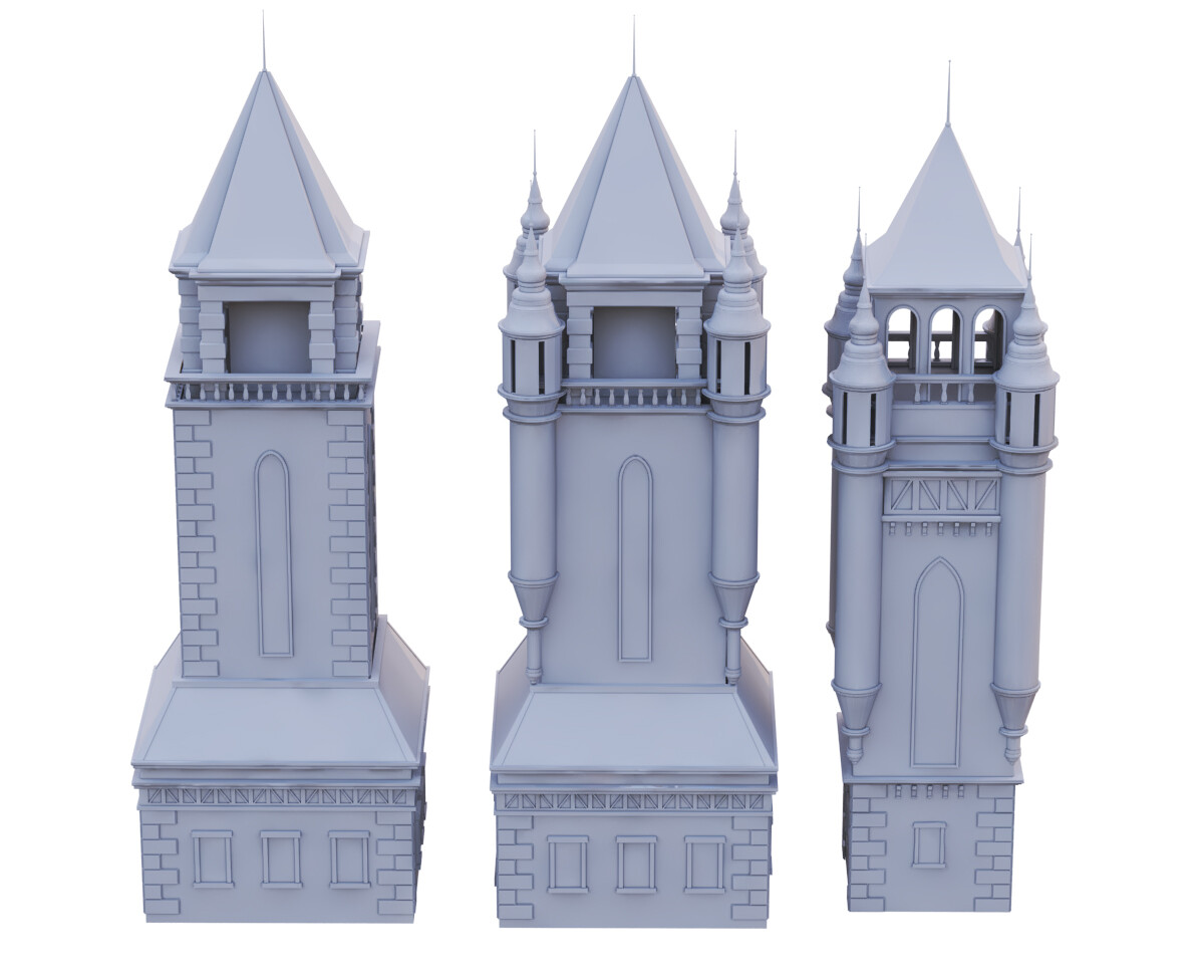 ArtStation - Low poly castle kitbash basemesh vol.01 | Resources
