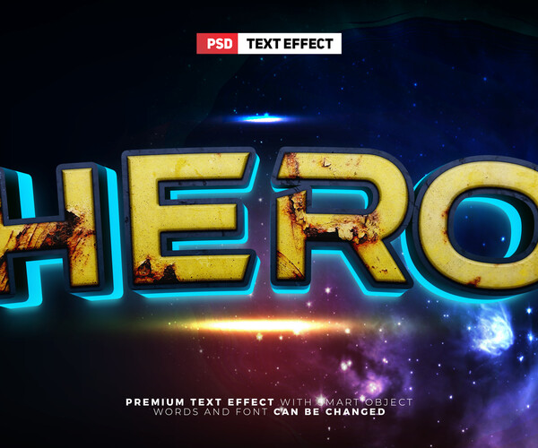 ArtStation - 3D Hero PSD fully editable text effect. Layer style PSD ...