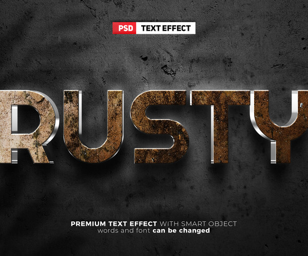 ArtStation - 3D Rusty PSD fully editable text effect. Layer style PSD ...