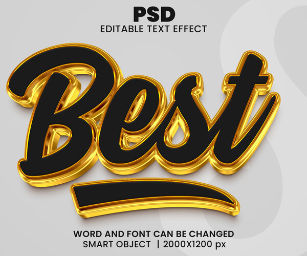 ArtStation - 3D Best PSD fully editable text effect. Layer style PSD ...