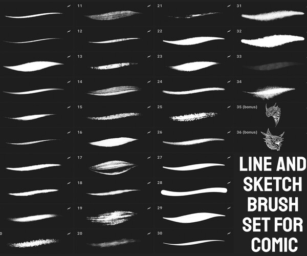 ArtStation - Line and Sketch brush set for Comic (Procreate) | Brushes