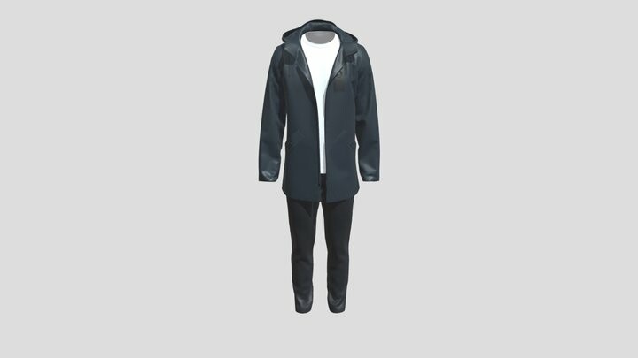 ArtStation - Hooded Zip-up Jacket, Marvelous Designer, Clo +fbx, obj ...