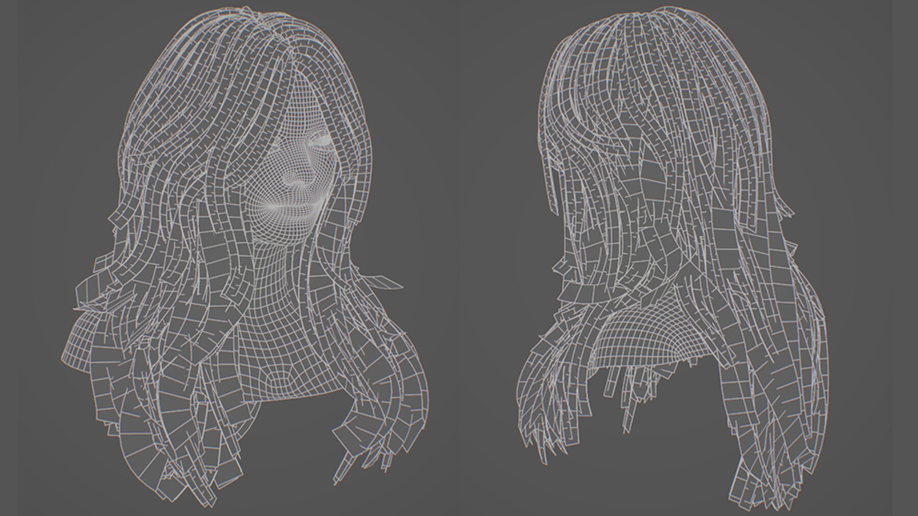 ArtStation - Low Poly Cards Game-ready Long Hairstyle | Game Assets